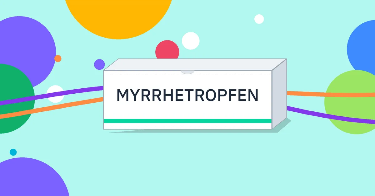 Symbolbild: Packung mit der Aufschrift MYRRHETROPFEN (PZN 11052230) – Verfügbarkeit und Bezug in Apotheken in Frankfurt am Main