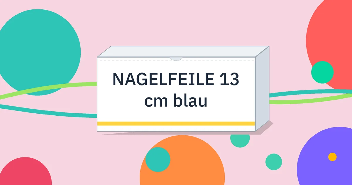 Symbolbild: Packung mit der Aufschrift NAGELFEILE 13 cm blau (PZN 01511820) – Verfügbarkeit und Bezug in Apotheken in Frankfurt am Main