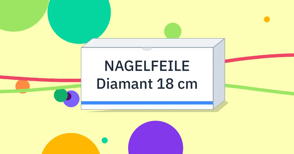 Symbolbild: Packung mit der Aufschrift NAGELFEILE Diamant 18 cm (PZN 01732863) – Verfügbarkeit und Bezug in Apotheken in Frankfurt am Main