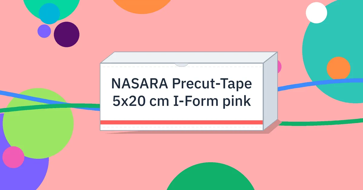 Symbolbild: Packung mit der Aufschrift NASARA Precut-Tape 5x20 cm I-Form pink (PZN 10315443) – Verfügbarkeit und Bezug in Apotheken in Frankfurt am Main