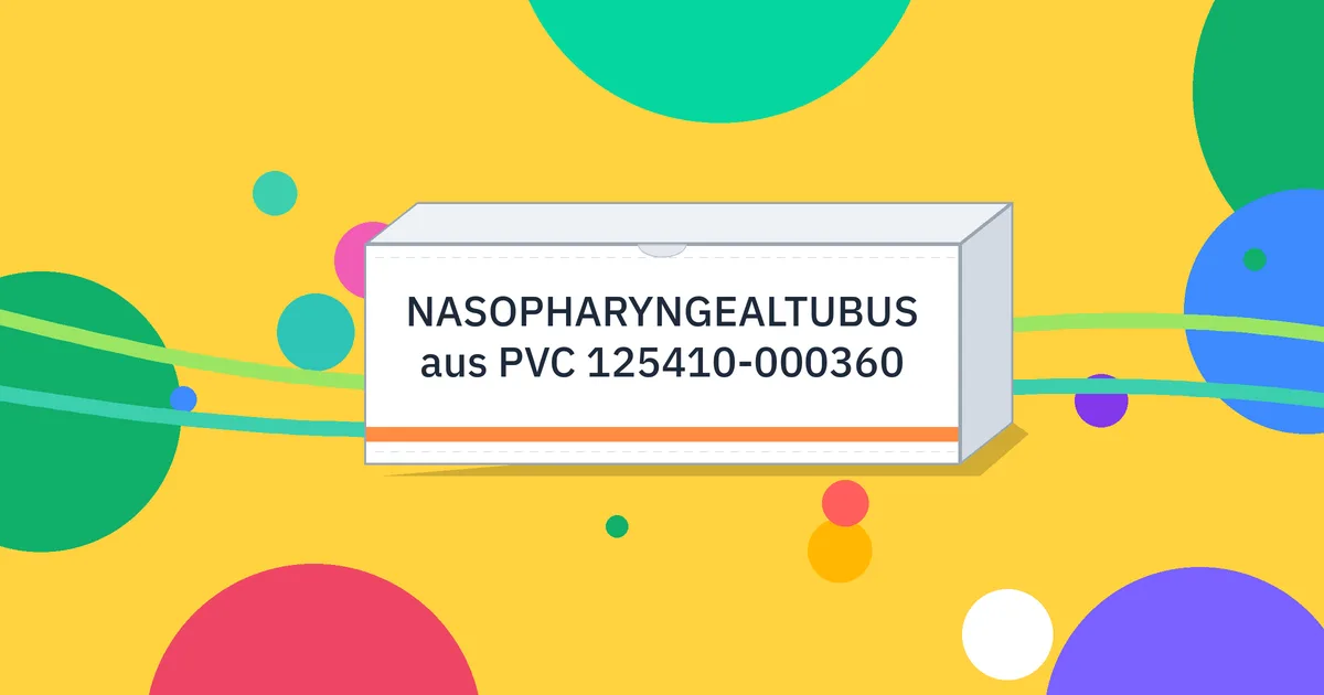Symbolbild: Packung mit der Aufschrift NASOPHARYNGEALTUBUS aus PVC 125410-000360 (PZN 05031301) – Verfügbarkeit und Bezug in Apotheken in Frankfurt am Main