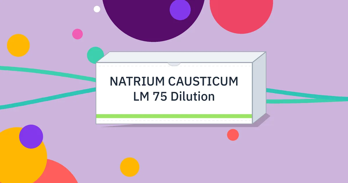 Symbolbild: Packung mit der Aufschrift NATRIUM CAUSTICUM LM 75 Dilution (PZN 12962282) – Verfügbarkeit und Bezug in Apotheken in Frankfurt am Main