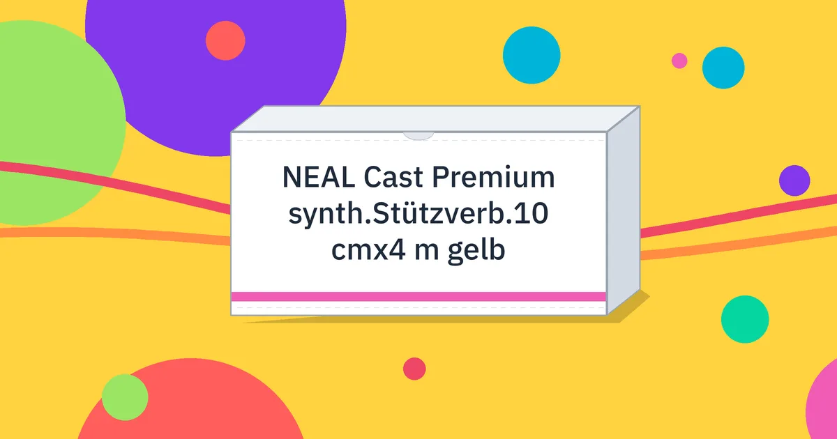 Symbolbild: Packung mit der Aufschrift NEAL Cast Premium synth.Stützverb.10 cmx4 m gelb (PZN 17301970) – Verfügbarkeit und Bezug in Apotheken in Frankfurt am Main
