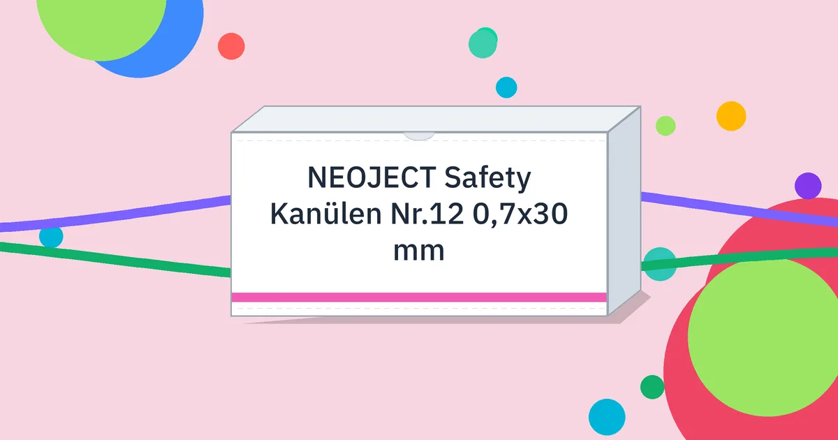 Symbolbild: Packung mit der Aufschrift NEOJECT Safety Kanülen Nr.12 0,7x30 mm (PZN 08910405) – Verfügbarkeit und Bezug in Apotheken in Frankfurt am Main