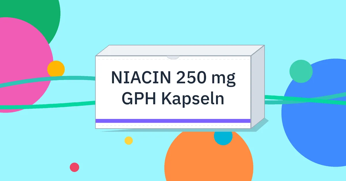 Symbolbild: Packung mit der Aufschrift NIACIN 250 mg GPH Kapseln (PZN 13578396) – Verfügbarkeit und Bezug in Apotheken in Frankfurt am Main