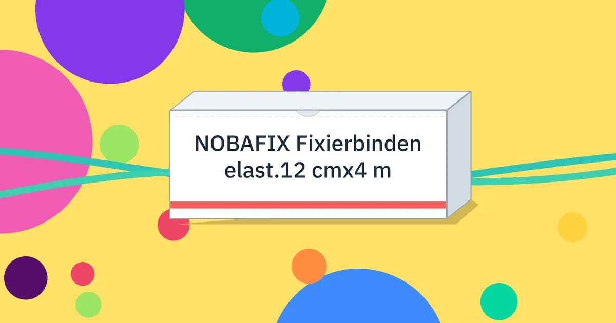 Symbolbild: Packung mit der Aufschrift NOBAFIX Fixierbinden elast.12 cmx4 m (PZN 07094837) – Verfügbarkeit und Bezug in Apotheken in Frankfurt am Main