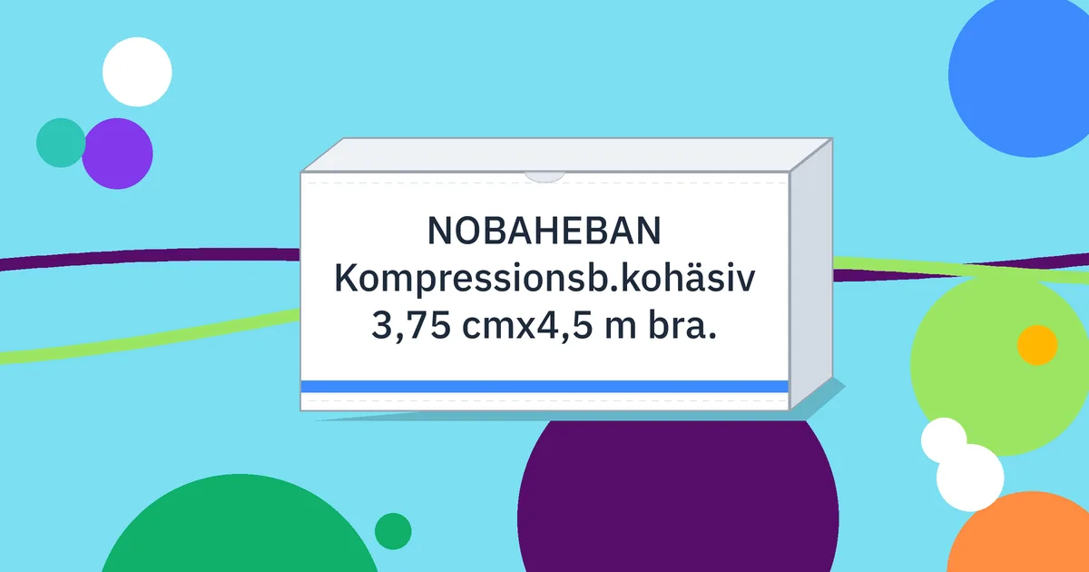 Symbolbild: Packung mit der Aufschrift NOBAHEBAN Kompressionsb.kohäsiv 3,75 cmx4,5 m bra. (PZN 16028816) – Verfügbarkeit und Bezug in Apotheken in Frankfurt am Main