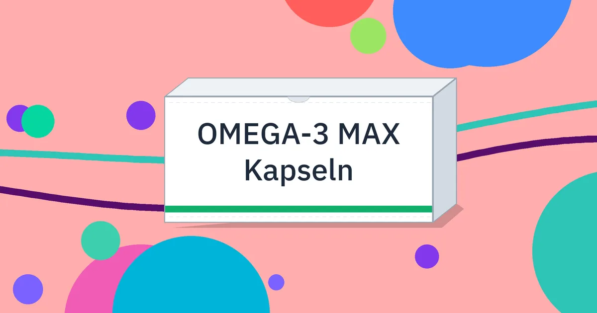 Symbolbild: Packung mit der Aufschrift OMEGA-3 MAX Kapseln (PZN 18059270) – Verfügbarkeit und Bezug in Apotheken in Frankfurt am Main