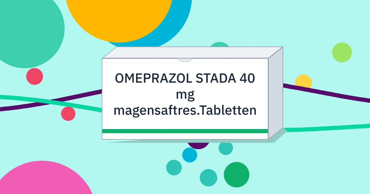 Symbolbild: Packung mit der Aufschrift OMEPRAZOL STADA 40 mg magensaftres.Tabletten (PZN 00772932) – Verfügbarkeit und Bezug in Apotheken in Frankfurt am Main