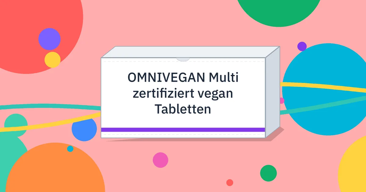 Symbolbild: Packung mit der Aufschrift OMNIVEGAN Multi zertifiziert vegan Tabletten (PZN 15392402) – Verfügbarkeit und Bezug in Apotheken in Frankfurt am Main