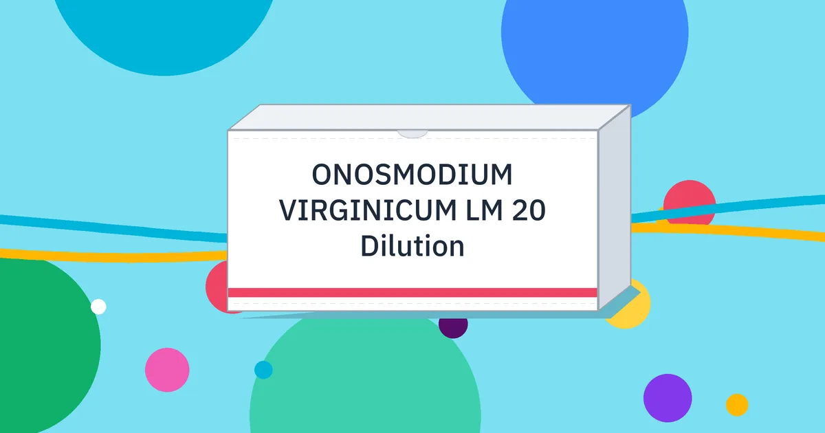 Symbolbild: Packung mit der Aufschrift ONOSMODIUM VIRGINICUM LM 20 Dilution (PZN 13626735) – Verfügbarkeit und Bezug in Apotheken in Frankfurt am Main