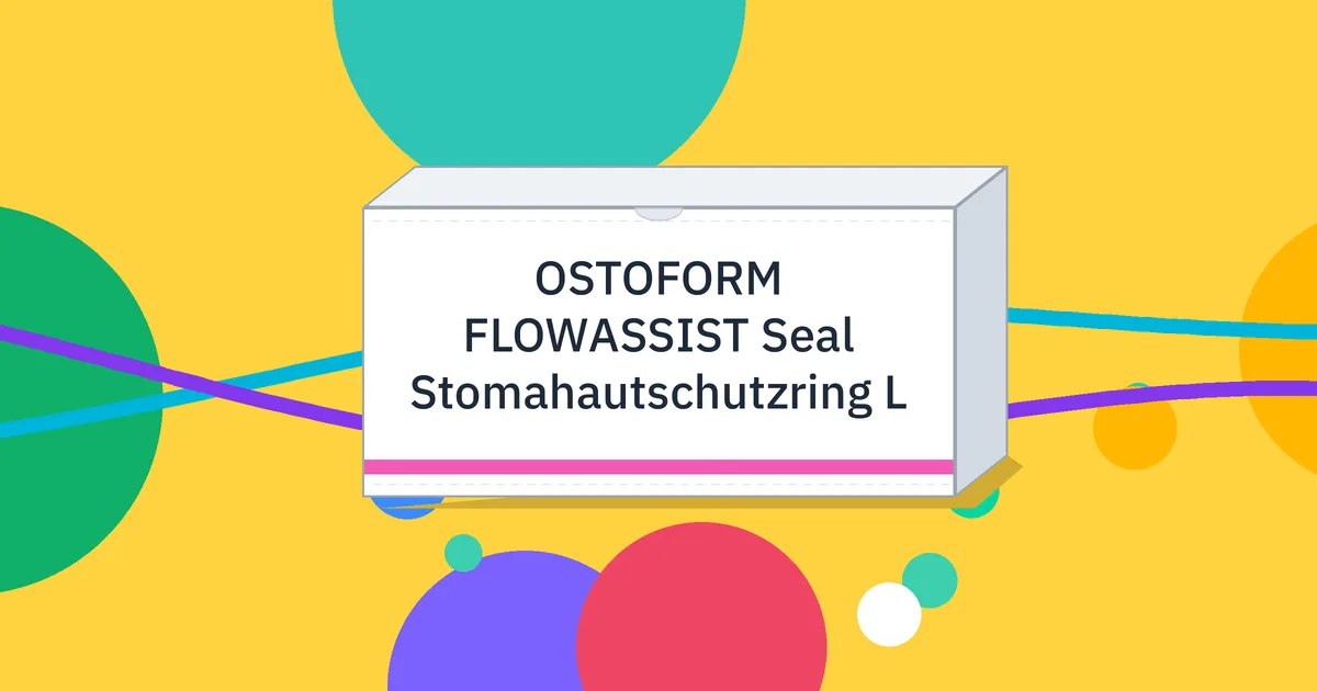 Symbolbild: Packung mit der Aufschrift OSTOFORM FLOWASSIST Seal Stomahautschutzring L (PZN 19288558) – Verfügbarkeit und Bezug in Apotheken in Frankfurt am Main