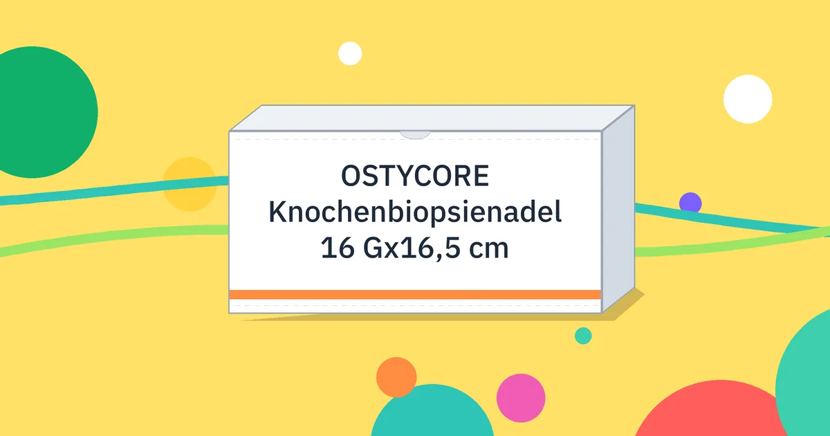 Symbolbild: Packung mit der Aufschrift OSTYCORE Knochenbiopsienadel 16 Gx16,5 cm (PZN 06771951) – Verfügbarkeit und Bezug in Apotheken in Frankfurt am Main