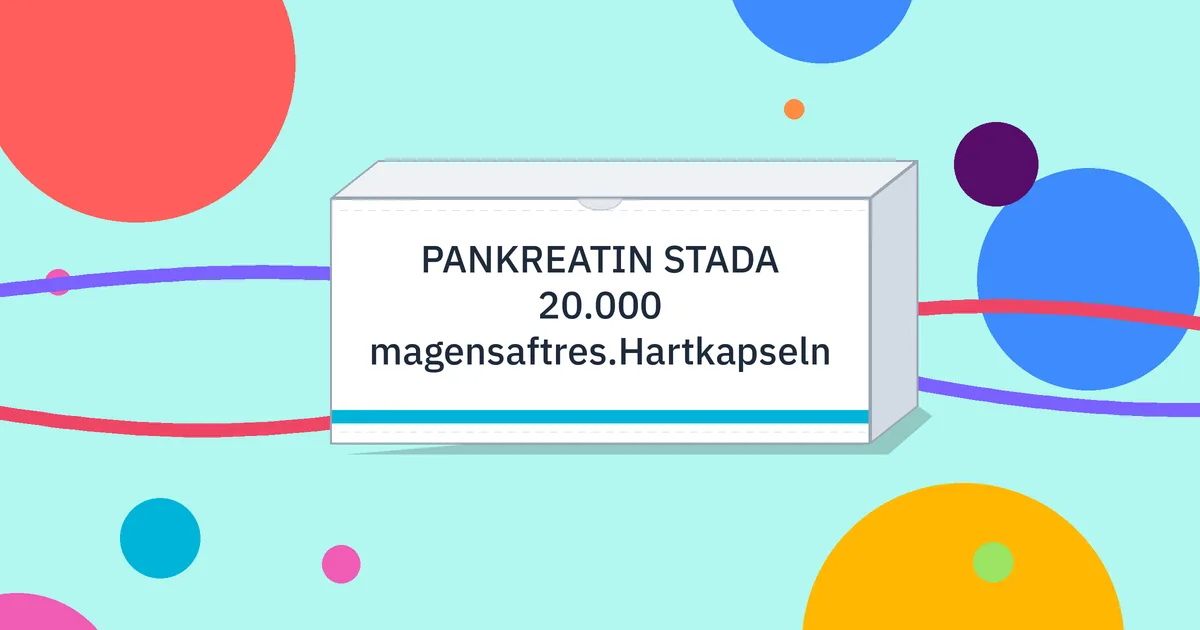Symbolbild: Packung mit der Aufschrift PANKREATIN STADA 20.000 magensaftres.Hartkapseln (PZN 14307765) – Verfügbarkeit und Bezug in Apotheken in Frankfurt am Main