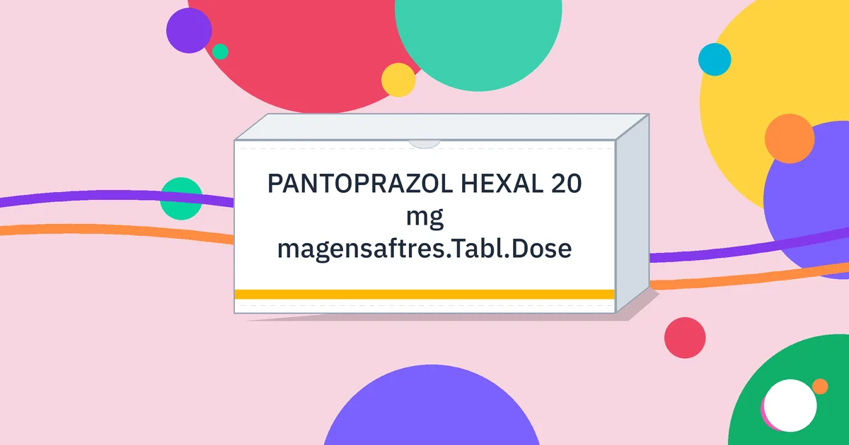 Symbolbild: Packung mit der Aufschrift PANTOPRAZOL HEXAL 20 mg magensaftres.Tabl.Dose (PZN 17420858) – Verfügbarkeit und Bezug in Apotheken in Frankfurt am Main