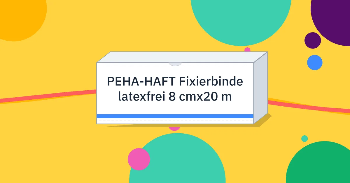 Symbolbild: Packung mit der Aufschrift PEHA-HAFT Fixierbinde latexfrei 8 cmx20 m (PZN 18716408) – Verfügbarkeit und Bezug in Apotheken in Frankfurt am Main
