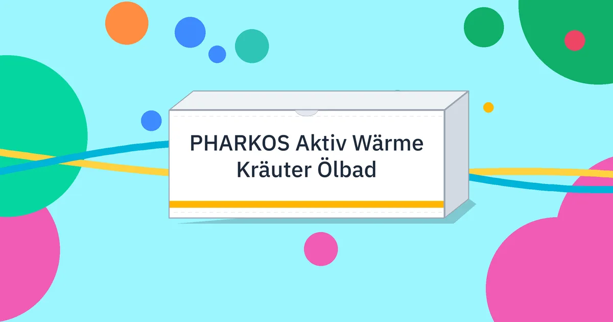 Symbolbild: Packung mit der Aufschrift PHARKOS Aktiv Wärme Kräuter Ölbad (PZN 01802049) – Verfügbarkeit und Bezug in Apotheken in Frankfurt am Main