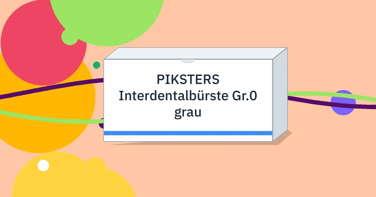 Symbolbild: Packung mit der Aufschrift PIKSTERS Interdentalbürste Gr.0 grau (PZN 17593056) – Verfügbarkeit und Bezug in Apotheken in Frankfurt am Main