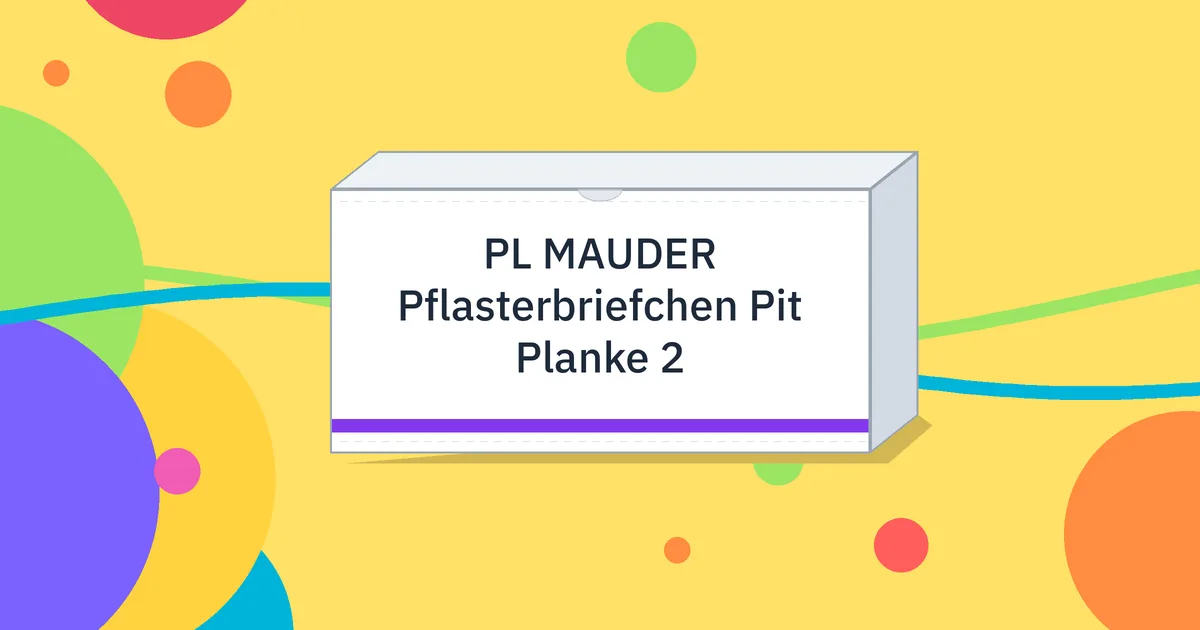 Symbolbild: Packung mit der Aufschrift PL MAUDER Pflasterbriefchen Pit Planke 2 (PZN 19435120) – Verfügbarkeit und Bezug in Apotheken in Frankfurt am Main