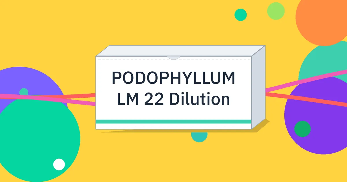 Symbolbild: Packung mit der Aufschrift PODOPHYLLUM LM 22 Dilution (PZN 13043040) – Verfügbarkeit und Bezug in Apotheken in Frankfurt am Main