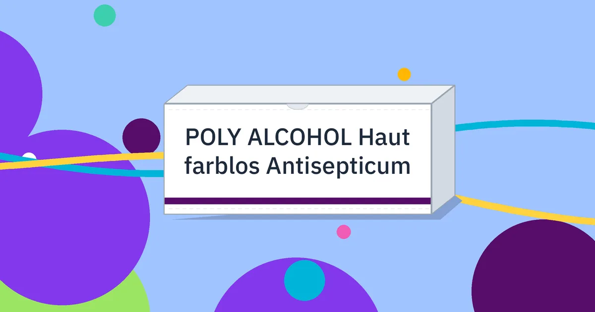 Symbolbild: Packung mit der Aufschrift POLY ALCOHOL Haut farblos Antisepticum (PZN 05905131) – Verfügbarkeit und Bezug in Apotheken in Frankfurt am Main