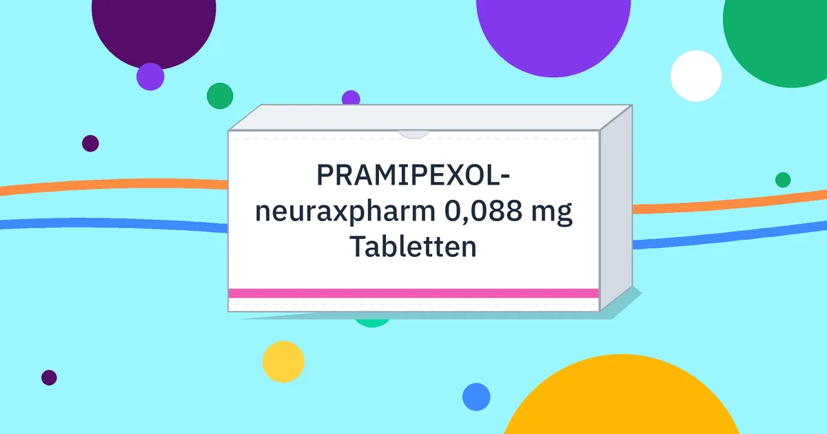 Symbolbild: Packung mit der Aufschrift PRAMIPEXOL-neuraxpharm 0,088 mg Tabletten (PZN 07408804) – Verfügbarkeit und Bezug in Apotheken in Frankfurt am Main