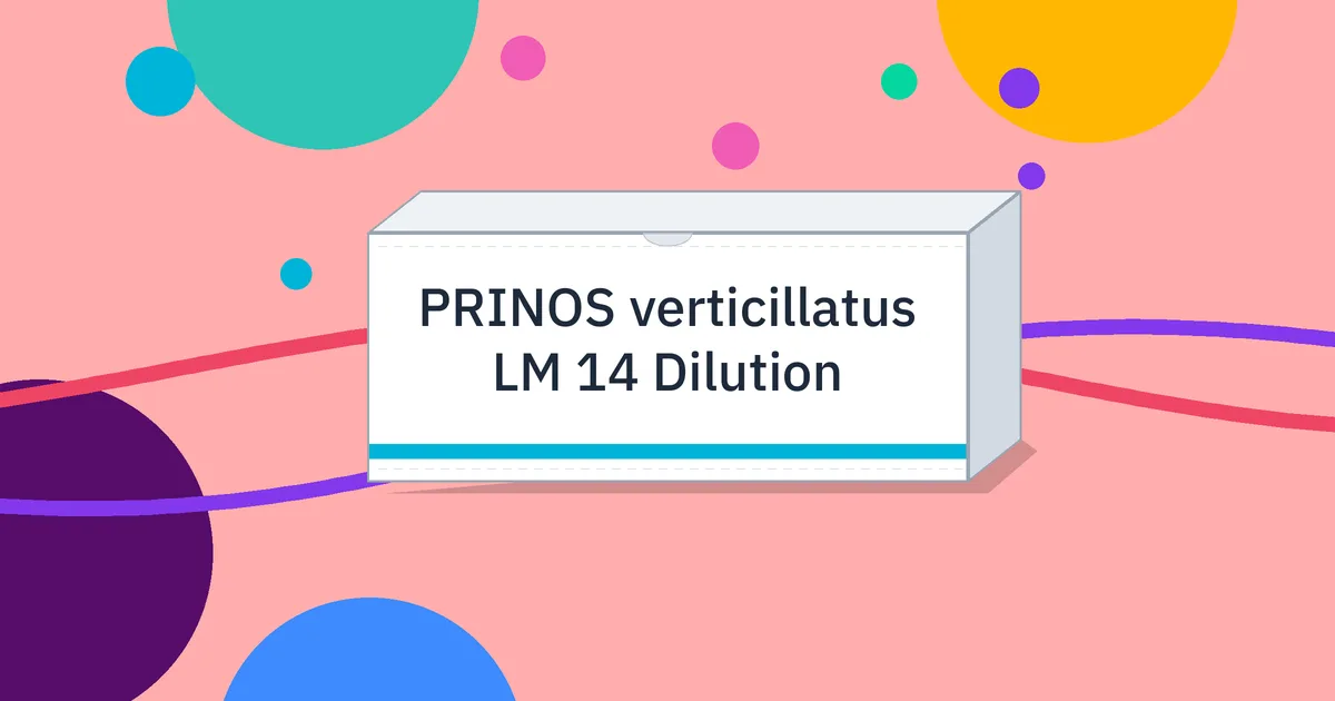 Symbolbild: Packung mit der Aufschrift PRINOS verticillatus LM 14 Dilution (PZN 13667970) – Verfügbarkeit und Bezug in Apotheken in Frankfurt am Main