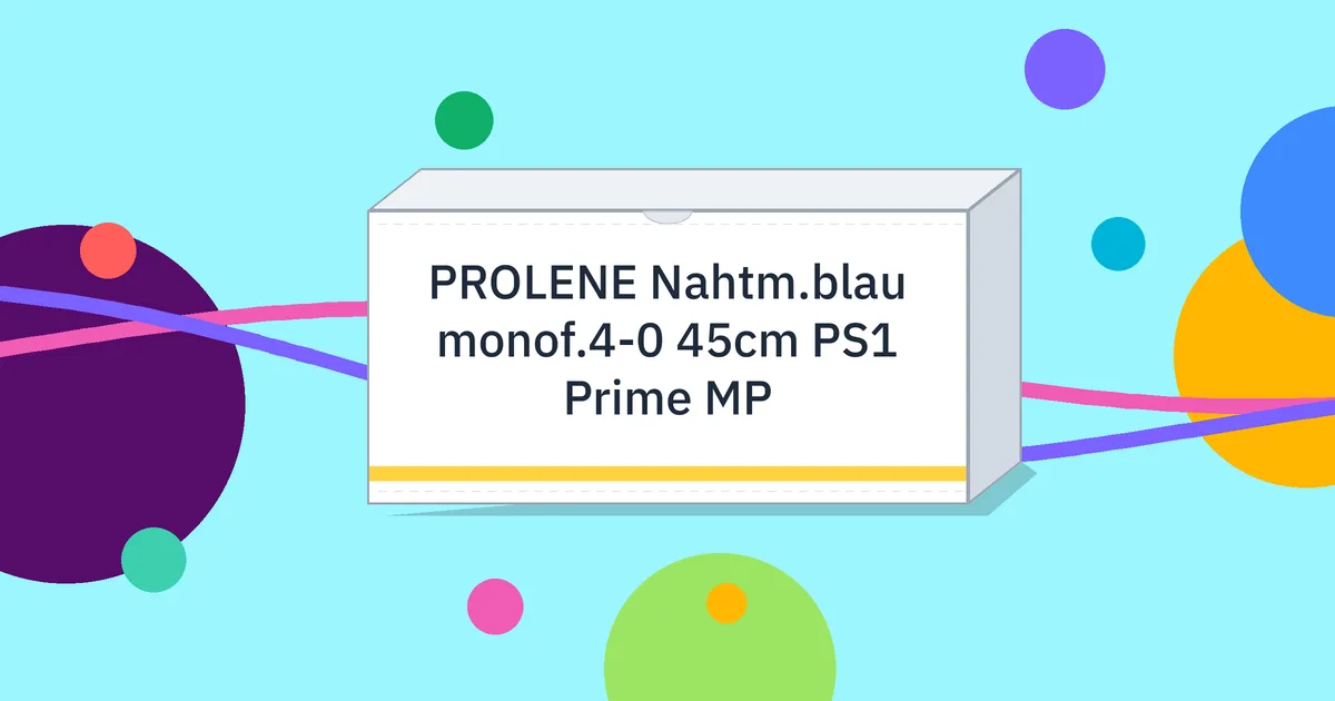 Symbolbild: Packung mit der Aufschrift PROLENE Nahtm.blau monof.4-0 45cm PS1 Prime MP (PZN 18793656) – Verfügbarkeit und Bezug in Apotheken in Frankfurt am Main