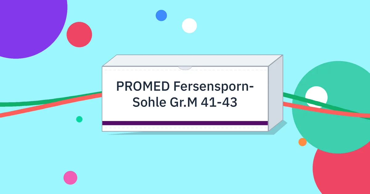 Symbolbild: Packung mit der Aufschrift PROMED Fersensporn-Sohle Gr.M 41-43 (PZN 07296015) – Verfügbarkeit und Bezug in Apotheken in Frankfurt am Main
