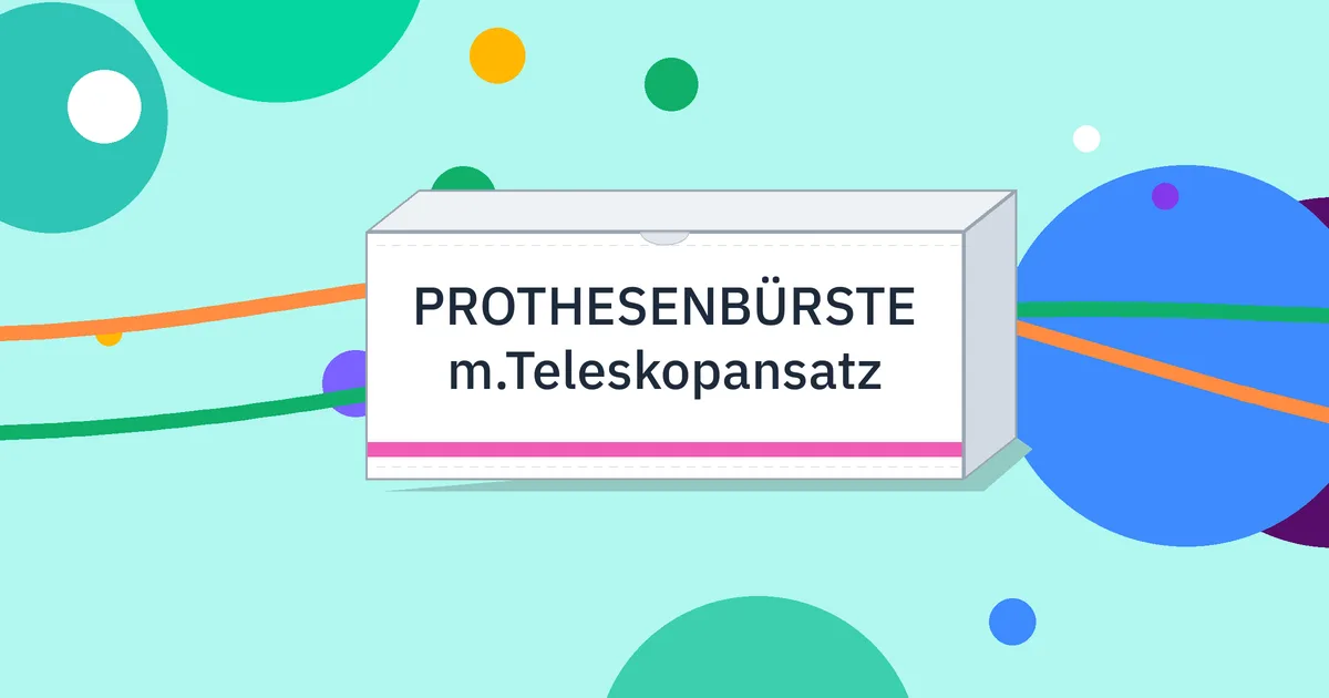 Symbolbild: Packung mit der Aufschrift PROTHESENBÜRSTE m.Teleskopansatz (PZN 17448360) – Verfügbarkeit und Bezug in Apotheken in Frankfurt am Main