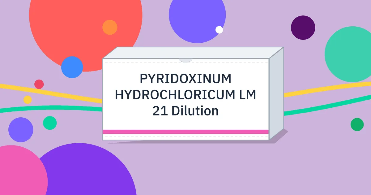 Symbolbild: Packung mit der Aufschrift PYRIDOXINUM HYDROCHLORICUM LM 21 Dilution (PZN 13672356) – Verfügbarkeit und Bezug in Apotheken in Frankfurt am Main