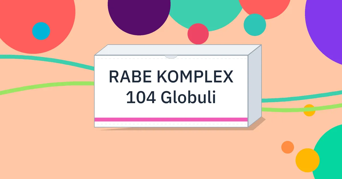 Symbolbild: Packung mit der Aufschrift RABE KOMPLEX 104 Globuli (PZN 09932389) – Verfügbarkeit und Bezug in Apotheken in Frankfurt am Main