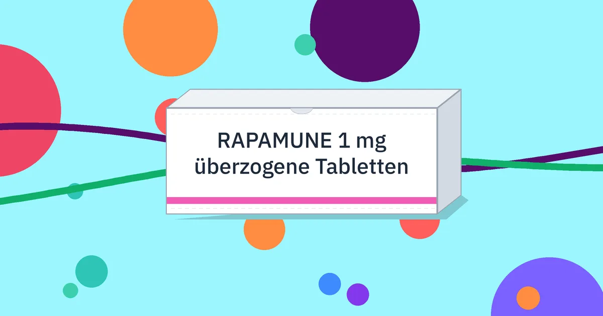 Symbolbild: Packung mit der Aufschrift RAPAMUNE 1 mg überzogene Tabletten (PZN 19779204) – Verfügbarkeit und Bezug in Apotheken in Frankfurt am Main