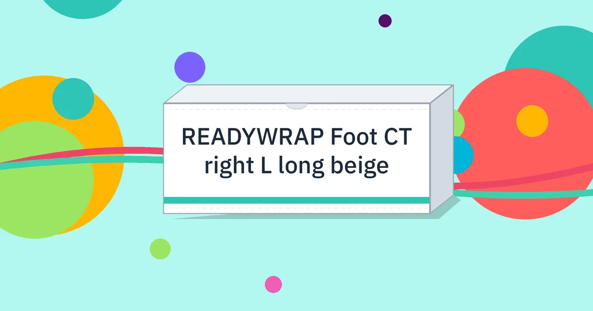 Symbolbild: Packung mit der Aufschrift READYWRAP Foot CT right L long beige (PZN 18009220) – Verfügbarkeit und Bezug in Apotheken in Frankfurt am Main