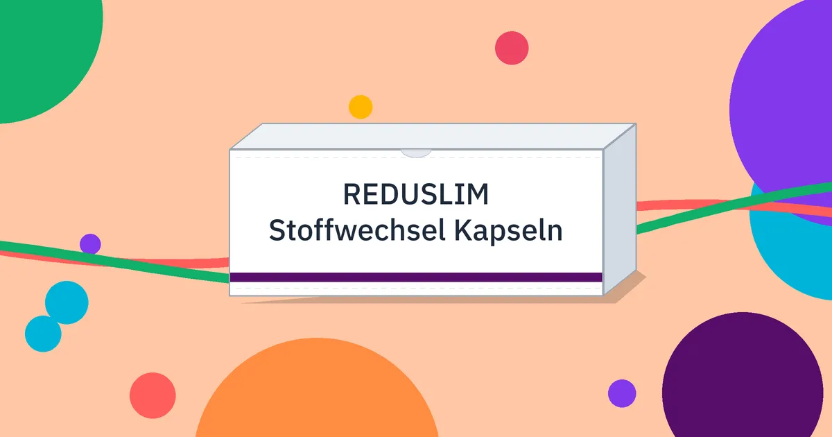 Symbolbild: Packung mit der Aufschrift REDUSLIM Stoffwechsel Kapseln (PZN 16802983) – Verfügbarkeit und Bezug in Apotheken in Frankfurt am Main