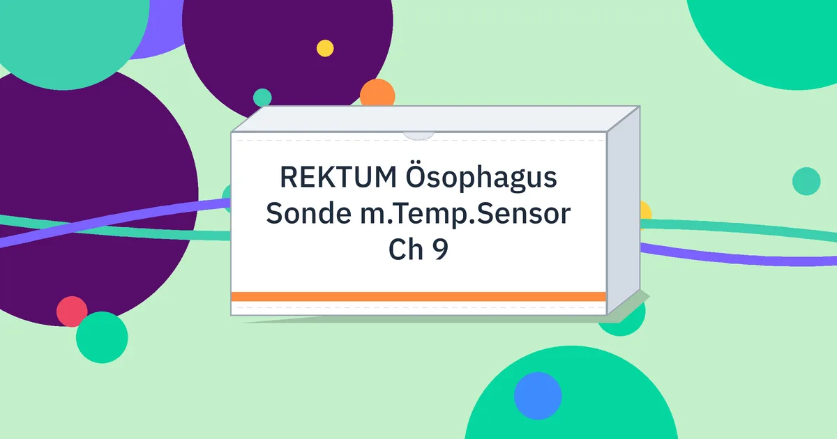 Symbolbild: Packung mit der Aufschrift REKTUM Ösophagus Sonde m.Temp.Sensor Ch 9 (PZN 05510409) – Verfügbarkeit und Bezug in Apotheken in Frankfurt am Main