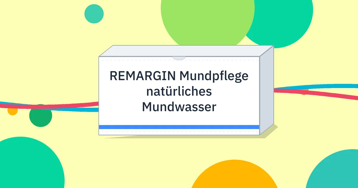 Symbolbild: Packung mit der Aufschrift REMARGIN Mundpflege natürliches Mundwasser (PZN 19557857) – Verfügbarkeit und Bezug in Apotheken in Frankfurt am Main