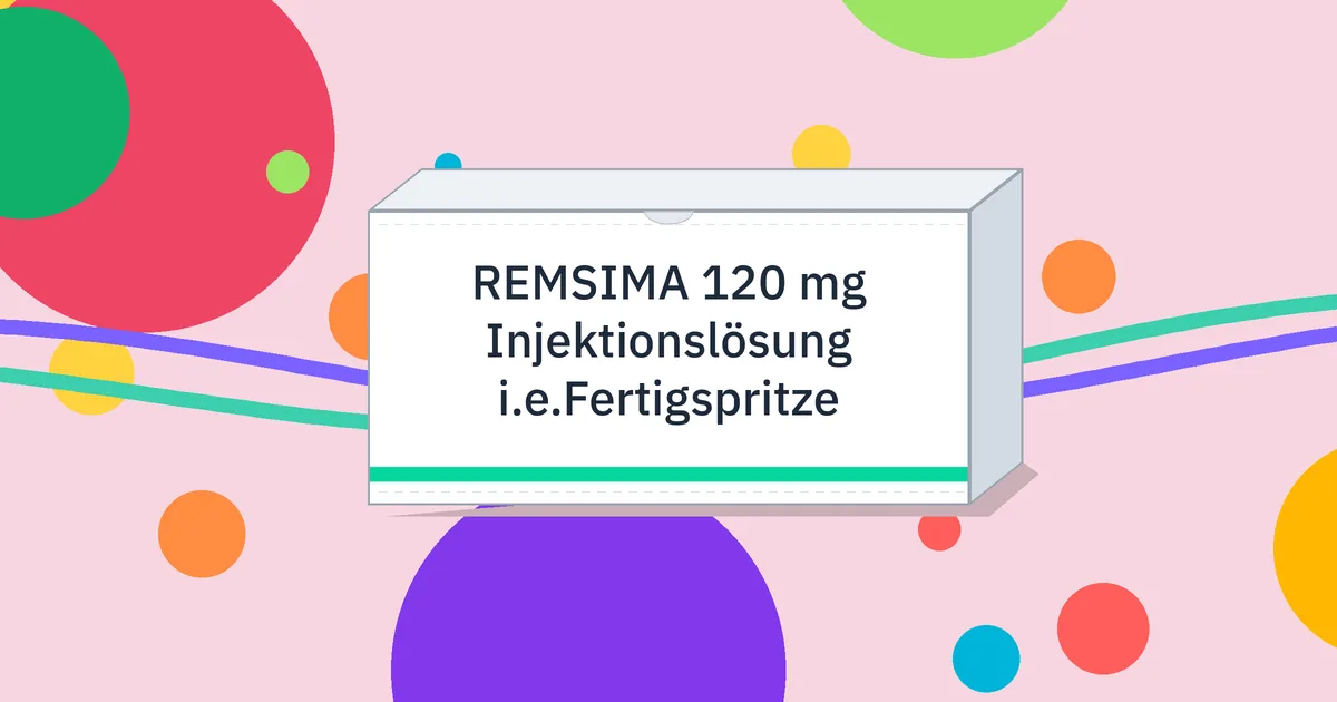 Symbolbild: Packung mit der Aufschrift REMSIMA 120 mg Injektionslösung i.e.Fertigspritze (PZN 20012235) – Verfügbarkeit und Bezug in Apotheken in Frankfurt am Main