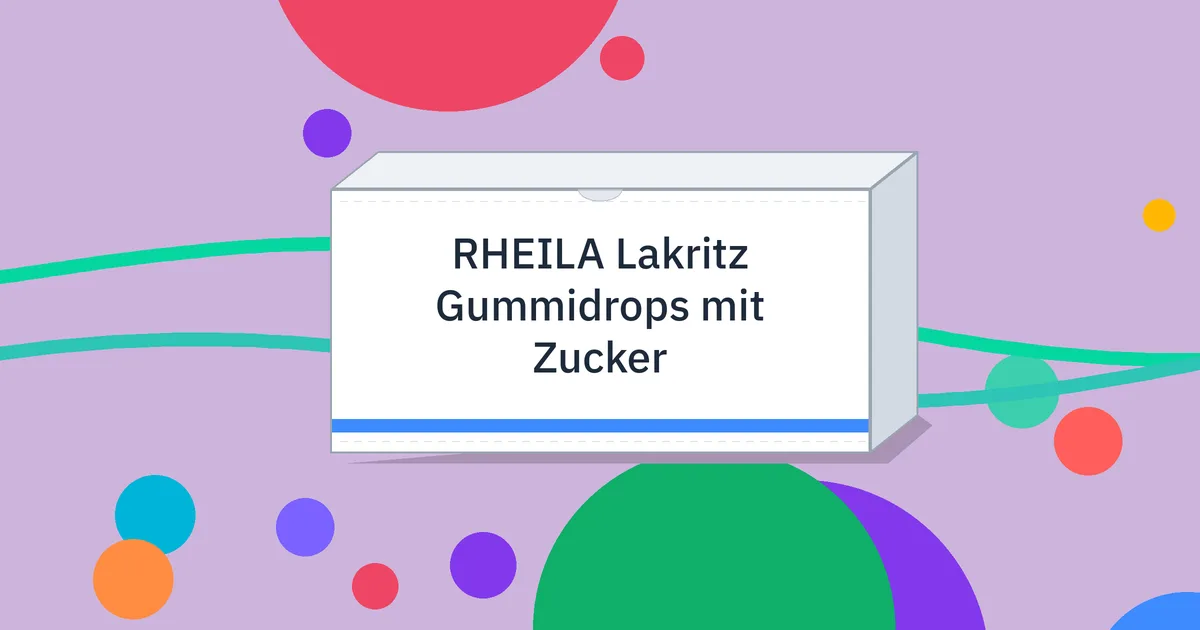 Symbolbild: Packung mit der Aufschrift RHEILA Lakritz Gummidrops mit Zucker (PZN 11112593) – Verfügbarkeit und Bezug in Apotheken in Frankfurt am Main