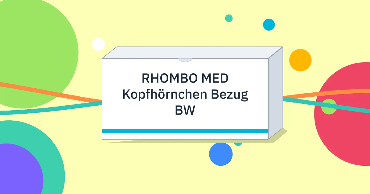 Symbolbild: Packung mit der Aufschrift RHOMBO MED Kopfhörnchen Bezug BW (PZN 00505131) – Verfügbarkeit und Bezug in Apotheken in Frankfurt am Main