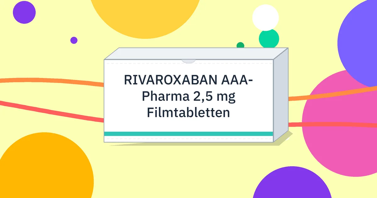 Symbolbild: Packung mit der Aufschrift RIVAROXABAN AAA-Pharma 2,5 mg Filmtabletten (PZN 19460276) – Verfügbarkeit und Bezug in Apotheken in Frankfurt am Main