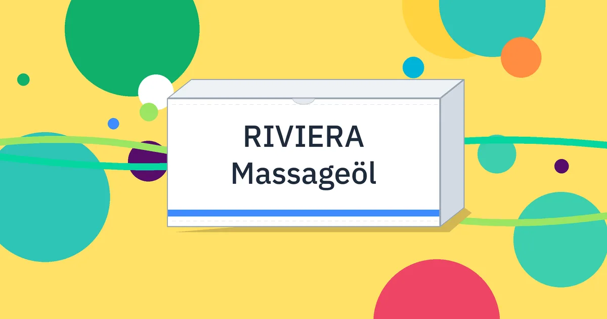 Symbolbild: Packung mit der Aufschrift RIVIERA Massageöl (PZN 20893253) – Verfügbarkeit und Bezug in Apotheken in Frankfurt am Main