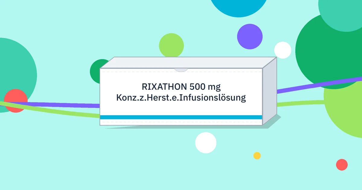 Symbolbild: Packung mit der Aufschrift RIXATHON 500 mg Konz.z.Herst.e.Infusionslösung (PZN 16384505) – Verfügbarkeit und Bezug in Apotheken in Frankfurt am Main