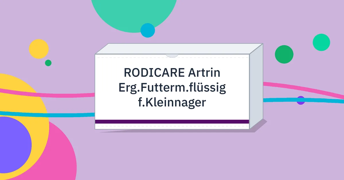 Symbolbild: Packung mit der Aufschrift RODICARE Artrin Erg.Futterm.flüssig f.Kleinnager (PZN 13821477) – Verfügbarkeit und Bezug in Apotheken in Frankfurt am Main