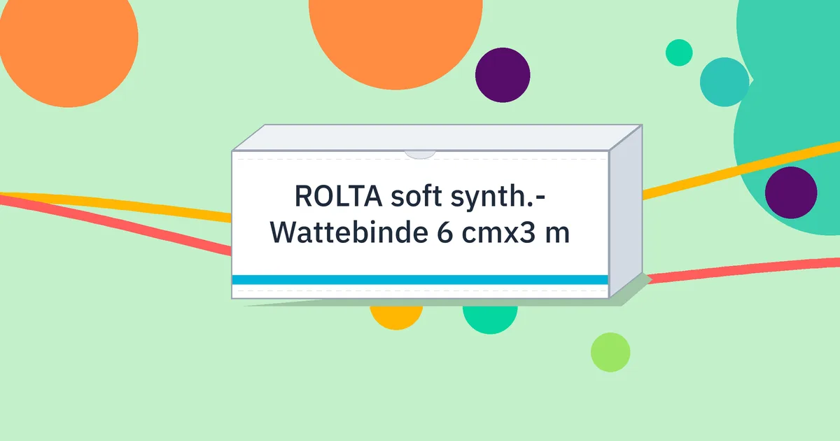 Symbolbild: Packung mit der Aufschrift ROLTA soft synth.-Wattebinde 6 cmx3 m (PZN 16205448) – Verfügbarkeit und Bezug in Apotheken in Frankfurt am Main