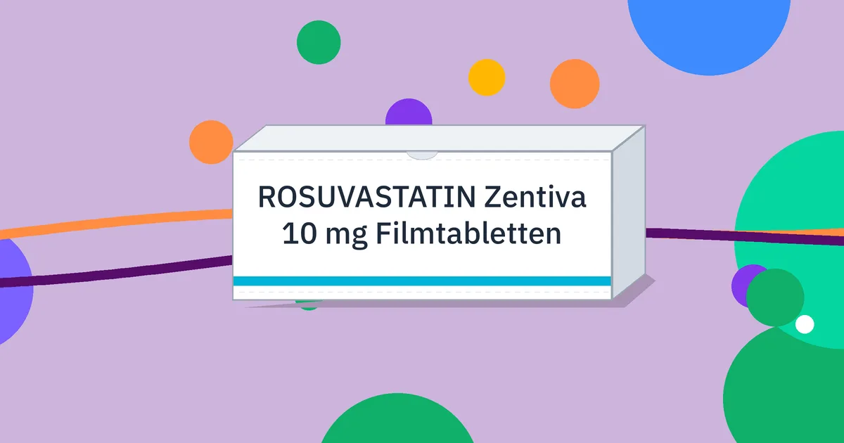 Symbolbild: Packung mit der Aufschrift ROSUVASTATIN Zentiva 10 mg Filmtabletten (PZN 19116001) – Verfügbarkeit und Bezug in Apotheken in Frankfurt am Main
