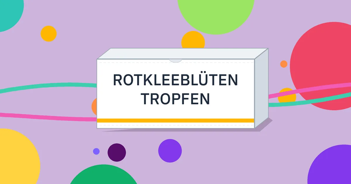 Symbolbild: Packung mit der Aufschrift ROTKLEEBLÜTEN TROPFEN (PZN 15231202) – Verfügbarkeit und Bezug in Apotheken in Frankfurt am Main