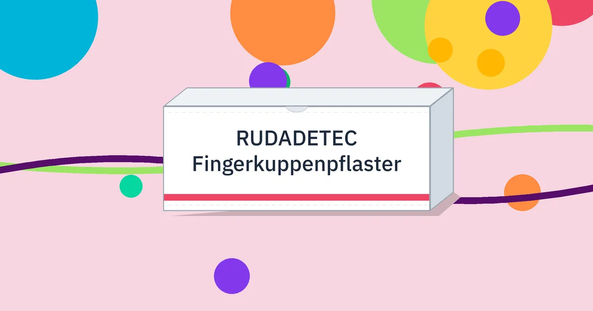Symbolbild: Packung mit der Aufschrift RUDADETEC Fingerkuppenpflaster (PZN 13353533) – Verfügbarkeit und Bezug in Apotheken in Frankfurt am Main