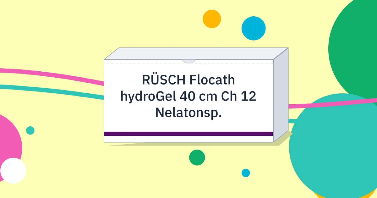Symbolbild: Packung mit der Aufschrift RÜSCH Flocath hydroGel 40 cm Ch 12 Nelatonsp. (PZN 02163120) – Verfügbarkeit und Bezug in Apotheken in Frankfurt am Main