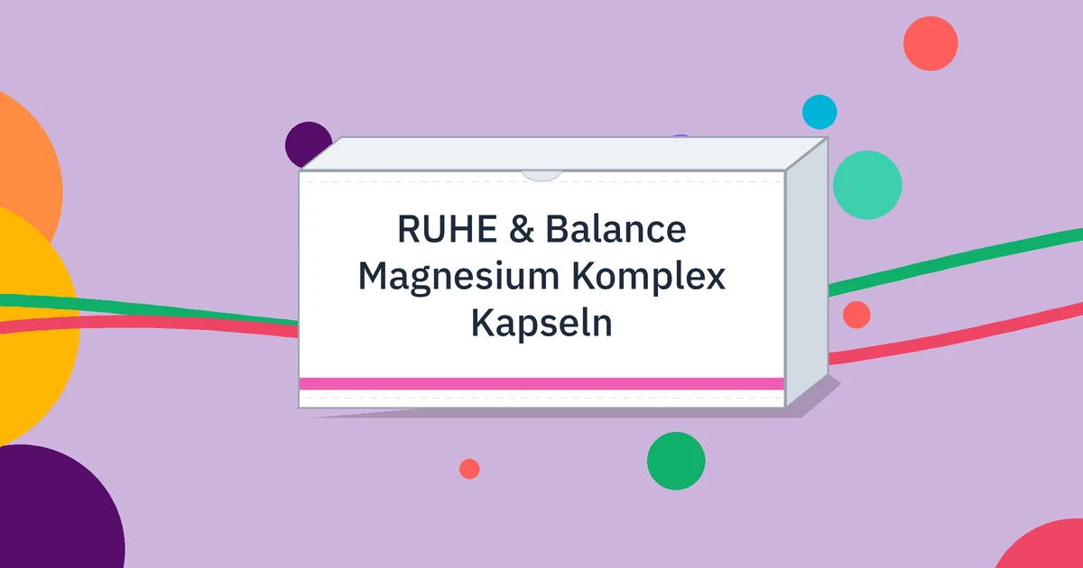 Symbolbild: Packung mit der Aufschrift RUHE & Balance Magnesium Komplex Kapseln (PZN 17890914) – Verfügbarkeit und Bezug in Apotheken in Frankfurt am Main